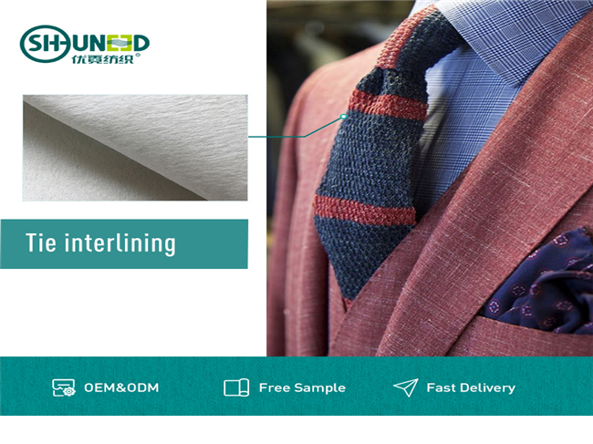 100% Polyester Plain Weave Woven Tie Interlining Fabric Single Side Brushed