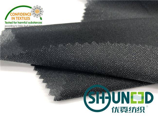 Lightweight Twill Woven Lining Water Jet Polyester Interfacing Black Color