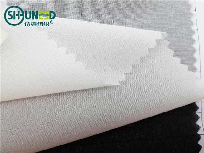 Garment Suits Plain Weave Fusible Woven Interlining Polyester Light Weight