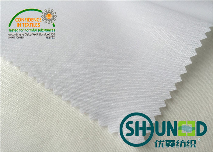 White Cotton Interlining With Hard Handfeeling , Interfacing Material
