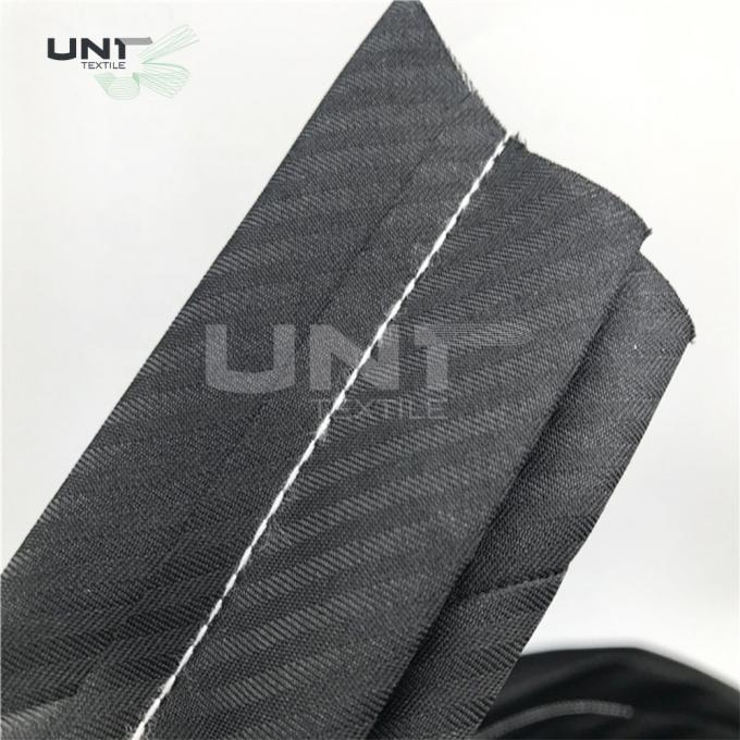 Black Woven Fishbone Waistband Lining Wear Resistant For Trousers