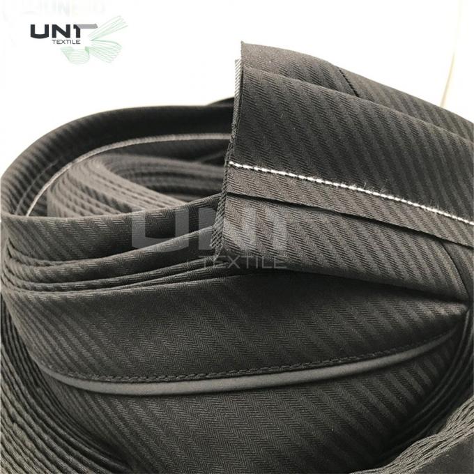 Black Woven Fishbone Waistband Lining Wear Resistant For Trousers
