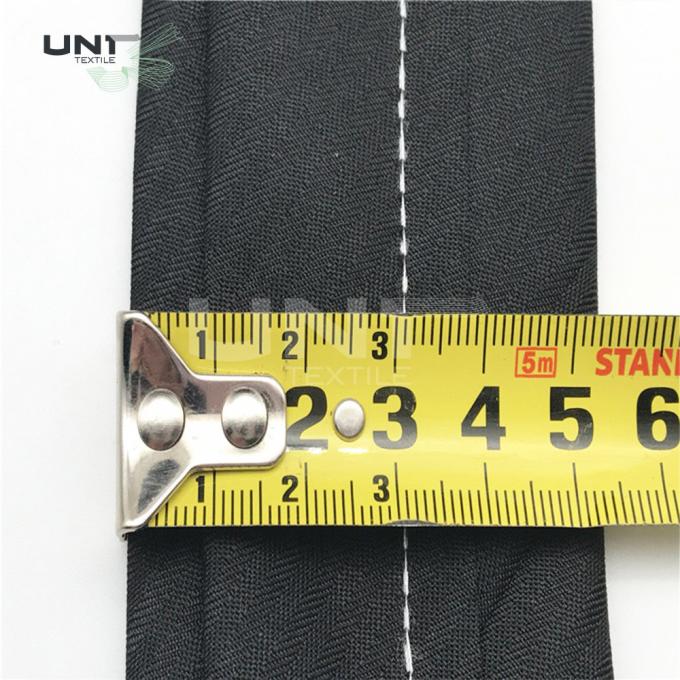 Black Woven Fishbone Waistband Lining Wear Resistant For Trousers